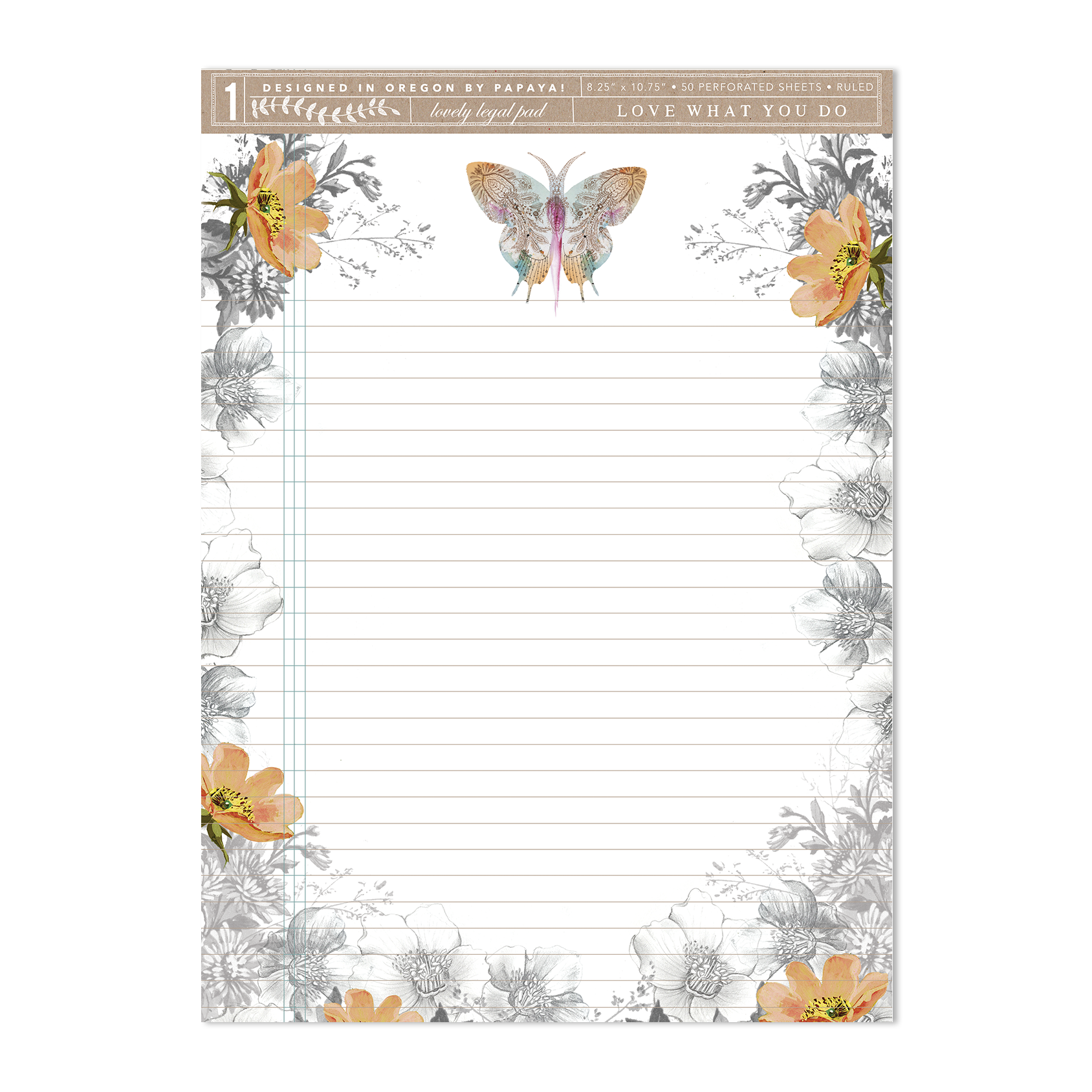 Paisley Butterfly Legal Pad | Papaya – English Country Market
