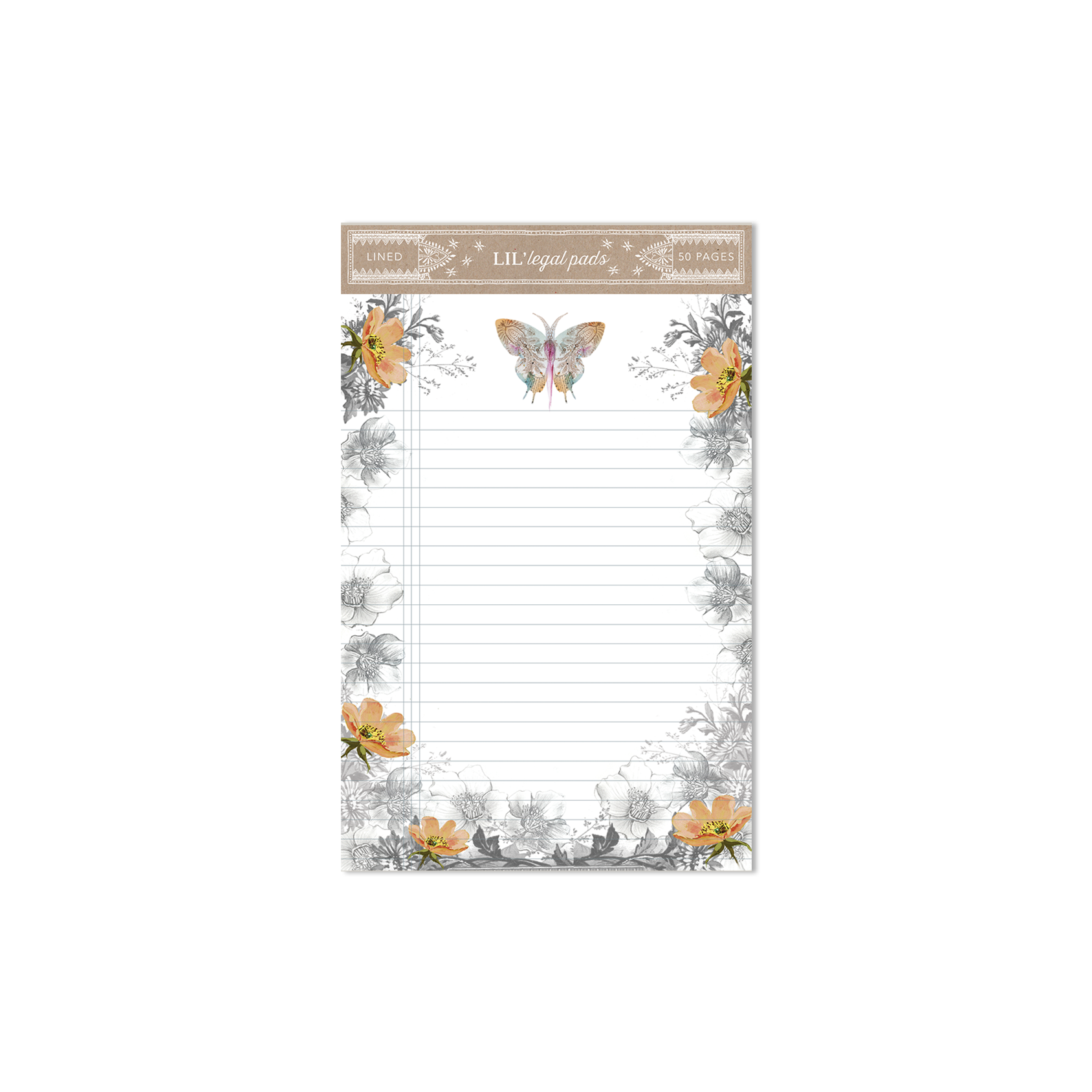 Paisley Butterfly Little Legal Pad | Papaya – English Country Market